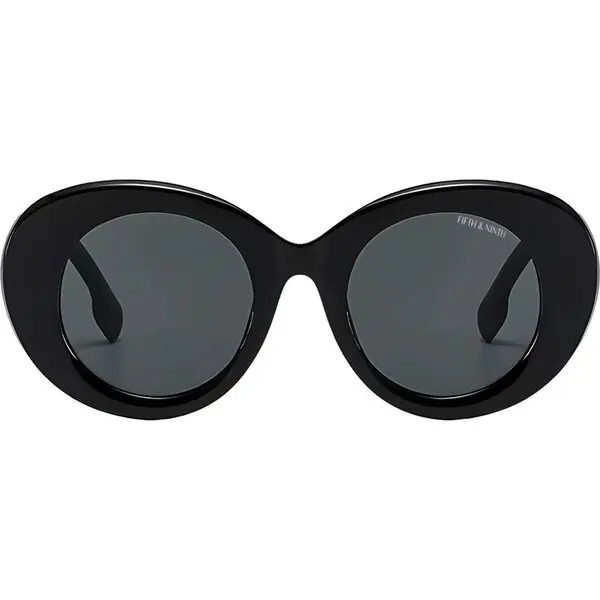 FIFTH & NINTH Molly 50mm Polarized Round Sunglasses - Black/ Black