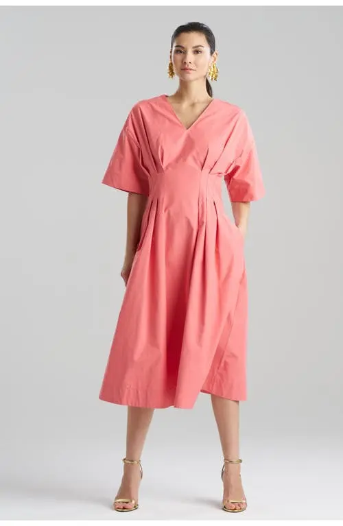Natori Tech Cotton Taffeta V-neck Dress - Flamingo