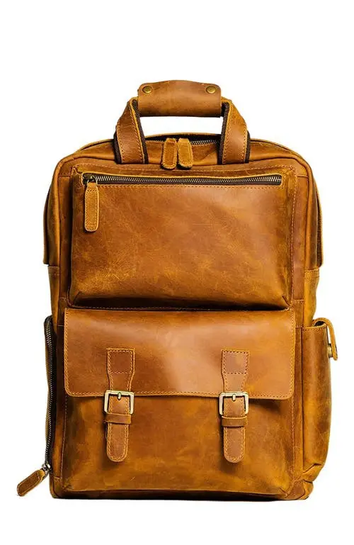 STEEL HORSE LEATHER The Mann Leather Camera Backpack