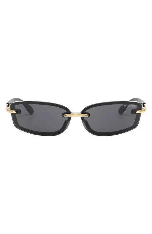 FIFTH & NINTH Zuri Oversized Rectangle Sunglasses - Black/ Gold