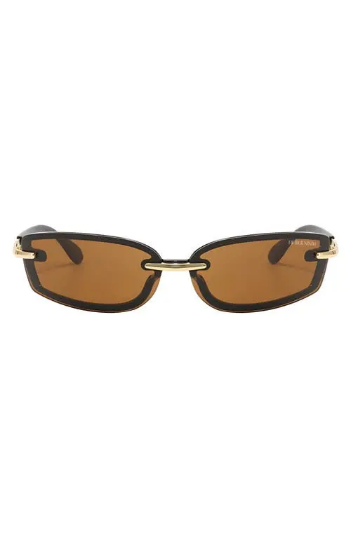 FIFTH & NINTH Zuri Oversized Rectangle Sunglasses - Brown/ Gold