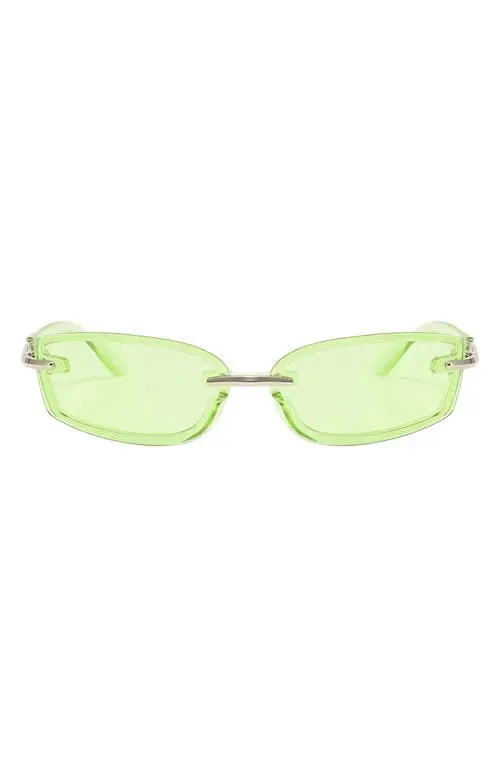 FIFTH & NINTH Zuri Oversized Rectangle Sunglasses - Green/ Silver