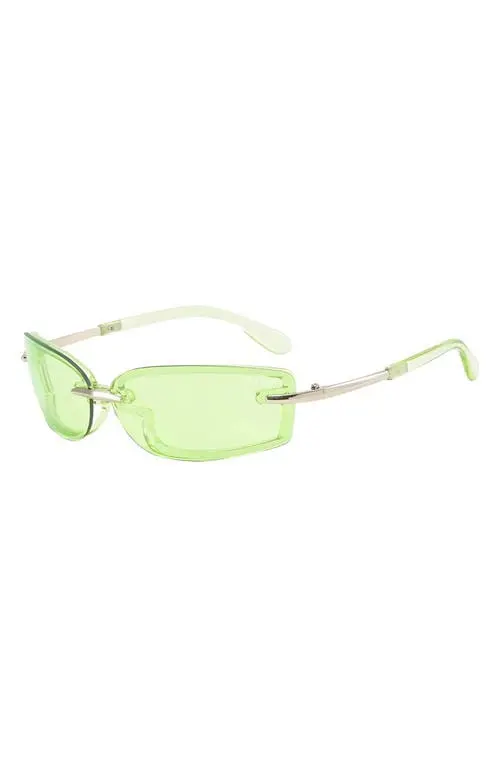 FIFTH & NINTH Zuri Oversized Rectangle Sunglasses - Green/ Silver