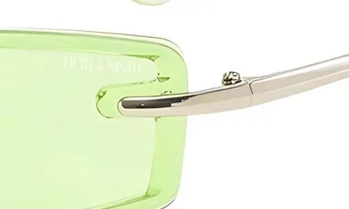 FIFTH & NINTH Zuri Oversized Rectangle Sunglasses - Green/ Silver