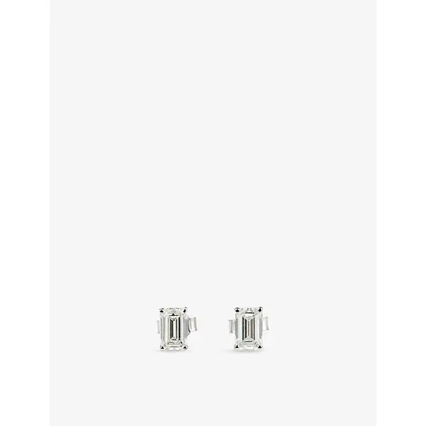 THE DIAMOND LAB Diamond Lab 18ct White-gold And Lab-grown Diamond Earrings - White Gold