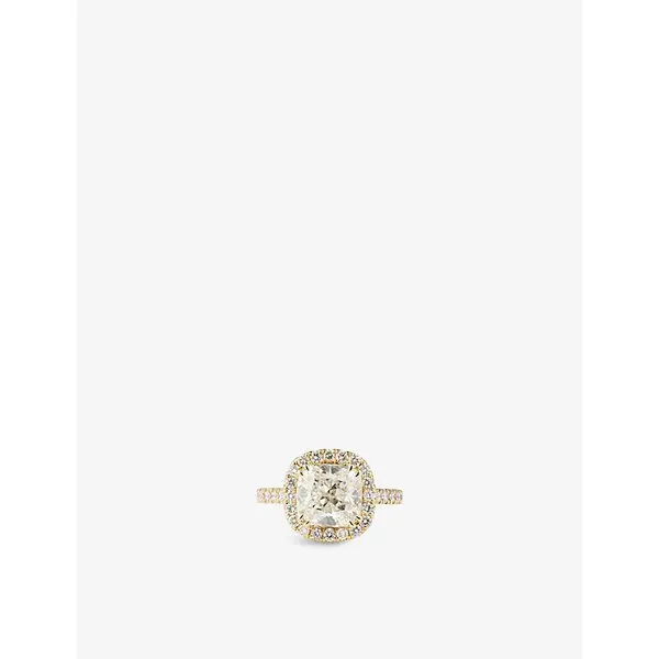 THE DIAMOND LAB Diamond Lab 18ct Yellow-gold 3.62ct Lab-grown Diamond Cushion-cut Ring - Yellow Gold