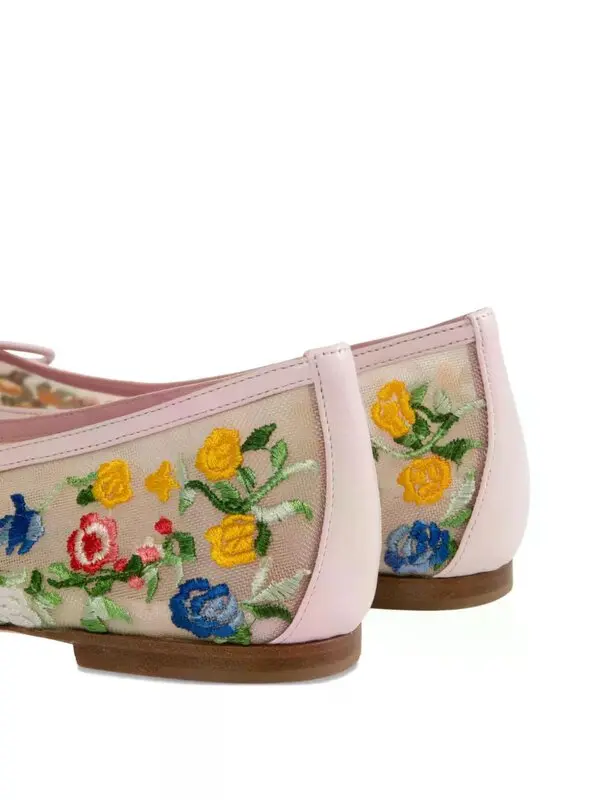 Manolo Blahnik Embroidered Floral Ballerinas