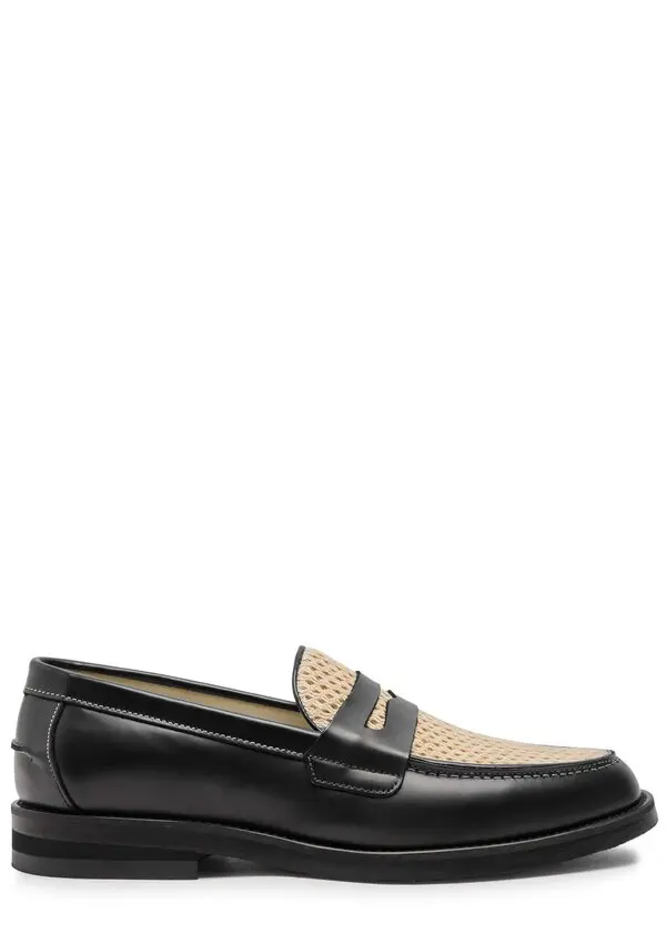 DUKE + DEXTER Rattan And Leather Loafers