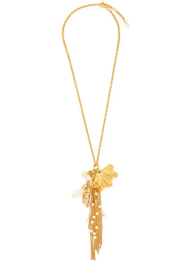 Chloé Shells Embellished Necklace - Gold