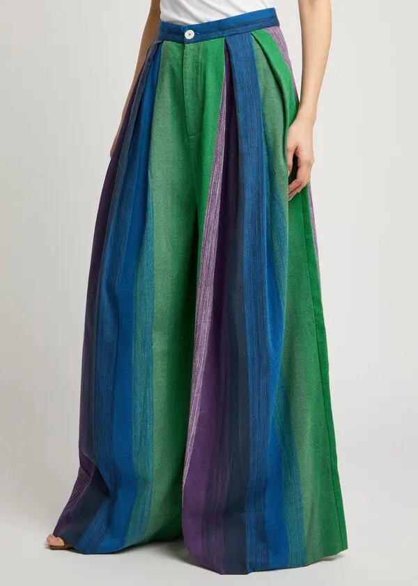 MARRAKSHI Striped-jacquard Wide-leg Cotton Trousers