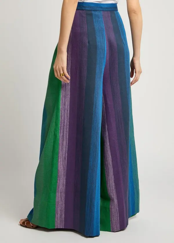 MARRAKSHI Striped-jacquard Wide-leg Cotton Trousers