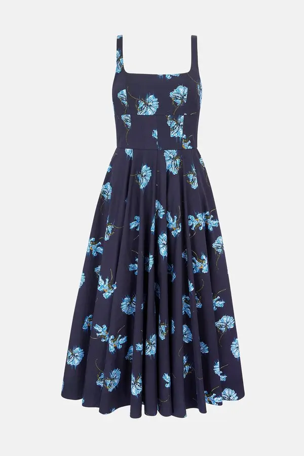EMILIA WICKSTEAD Floral Square Neck Cotton Dress
