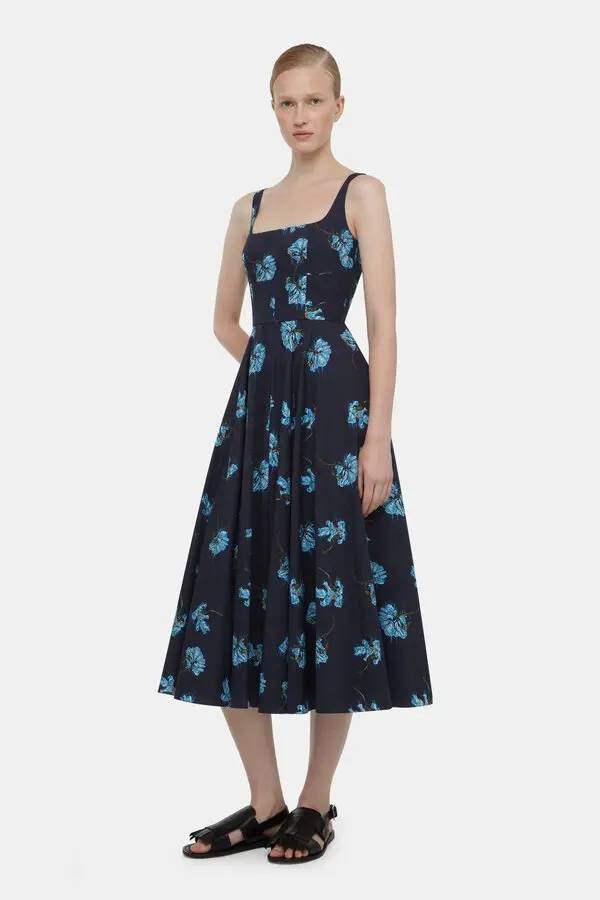 EMILIA WICKSTEAD Floral Square Neck Cotton Dress