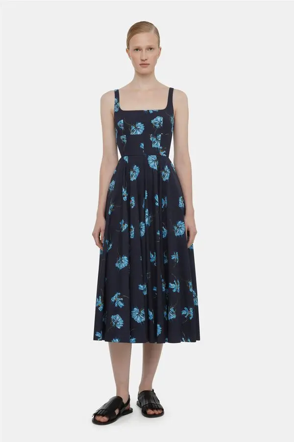 EMILIA WICKSTEAD Floral Square Neck Cotton Dress