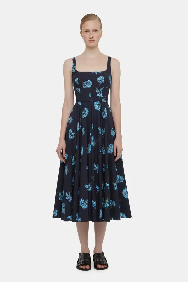 EMILIA WICKSTEAD Floral Square Neck Cotton Dress