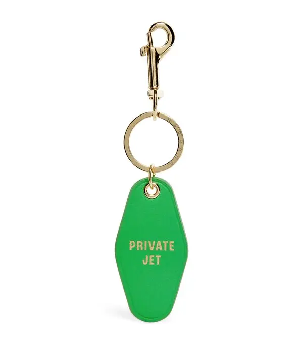 Harrods Leather Private Jet Keyring - Green