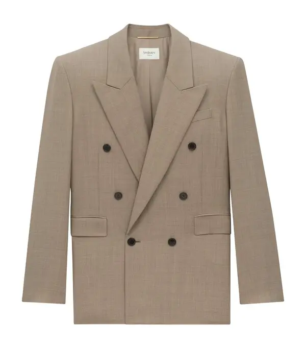 Saint Laurent Wool Double-breasted Blazer - Grey