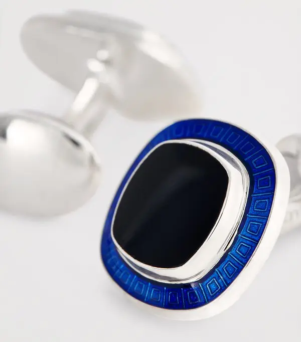 DEAKIN & FRANCIS Sterling Silver Enamel Cufflinks