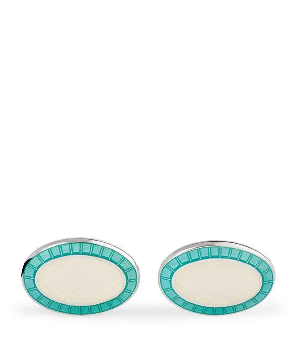 DEAKIN & FRANCIS Sterling Silver Enamel Cufflinks - Blue