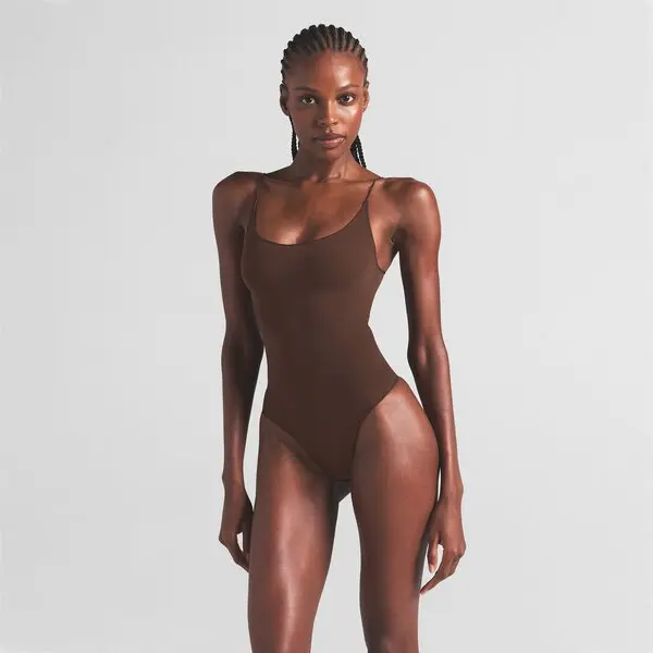 SKIMS Sheer Seamless Thong Bodysuit - Cocoa