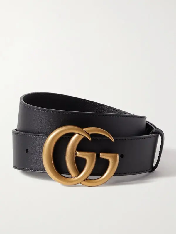 Gucci Leather Belt With Gg Logo - Black
