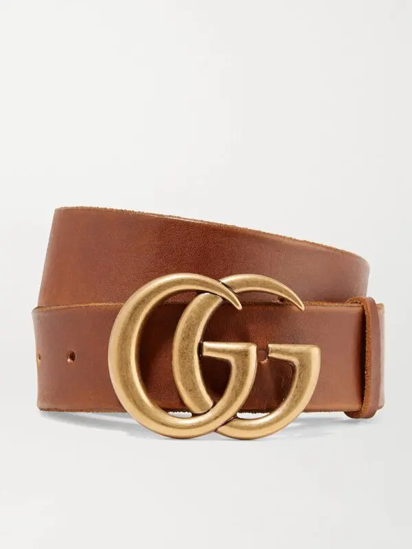 Gucci Leather Belt With Gg Logo - Brown