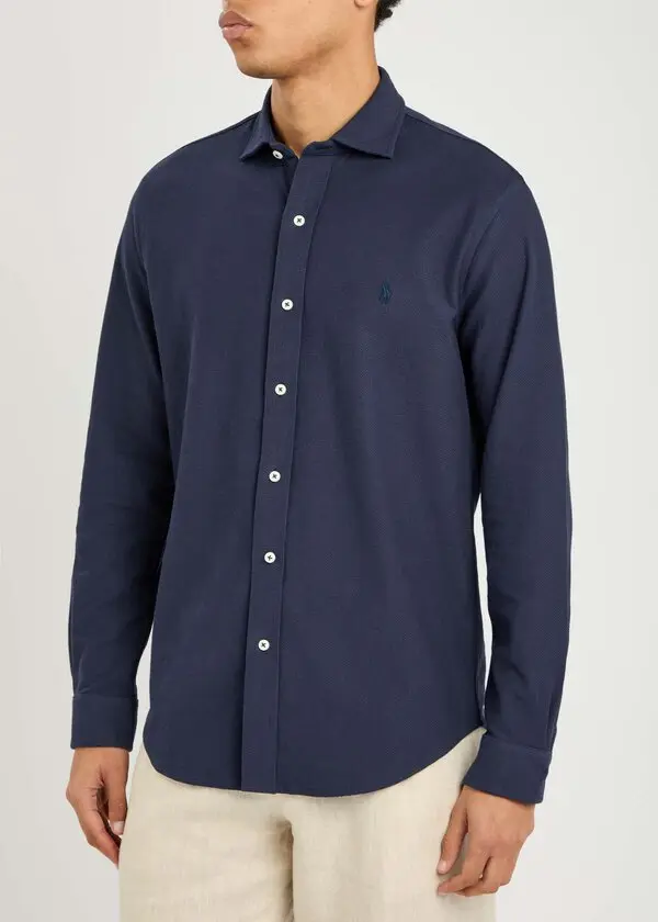 Polo Ralph Lauren Textured Cotton Shirt With Embroidered Crest