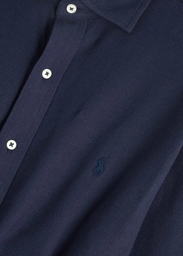 Polo Ralph Lauren Textured Cotton Shirt With Embroidered Crest