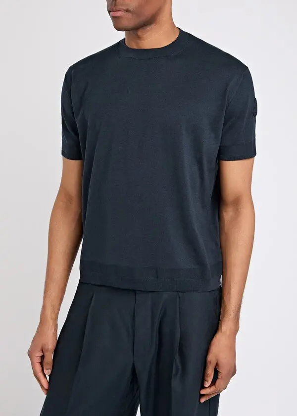 Moncler Knitted Silk-blend T-shirt