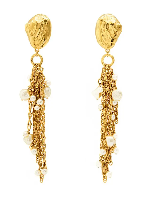 Chloé Shells Embellished Drop Earrings - Gold