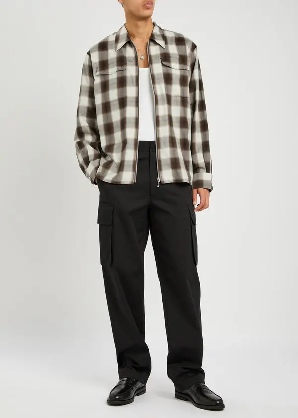 SECOND / LAYER Zip Relaxed Long Sleeve Cotton-blend Shirt