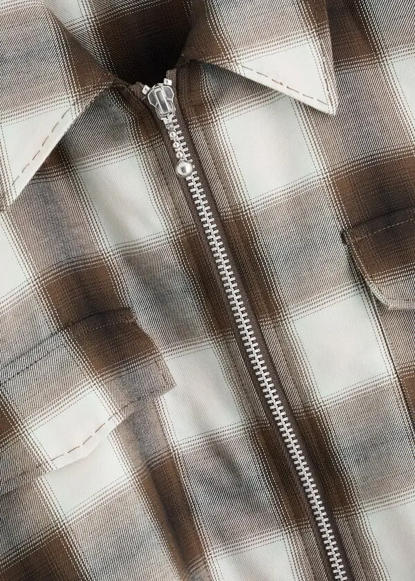 SECOND / LAYER Zip Relaxed Long Sleeve Cotton-blend Shirt