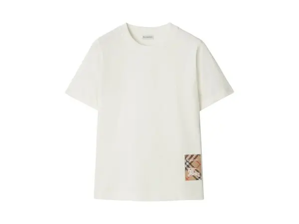 Burberry Check Label T-shirt - Chalk