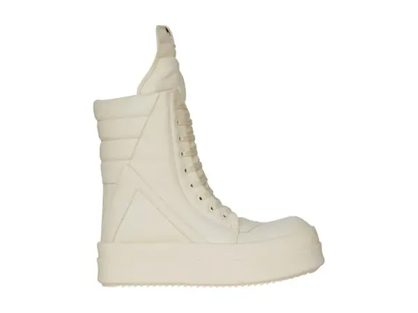 Rick Owens Porterville Mega Geobasket High Top Sneakers - Milk