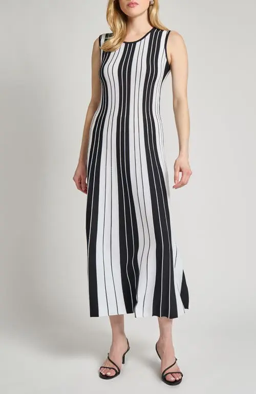 Misook Stripe Midi Dress