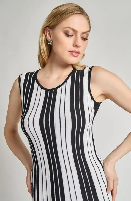 Misook Stripe Midi Dress