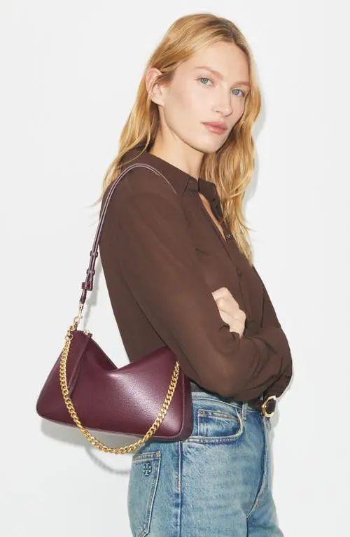 Tory Burch Small Perry Leather Shoulder Bag - Beetle Berry
