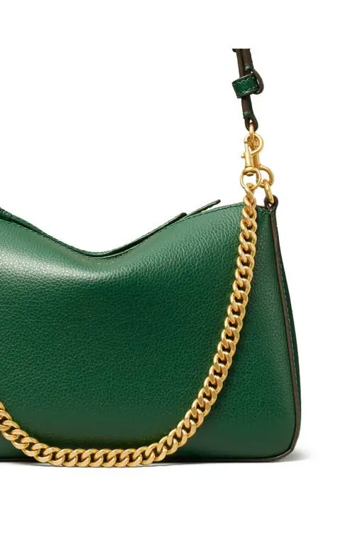 Tory Burch Small Perry Leather Shoulder Bag - Dark Kale