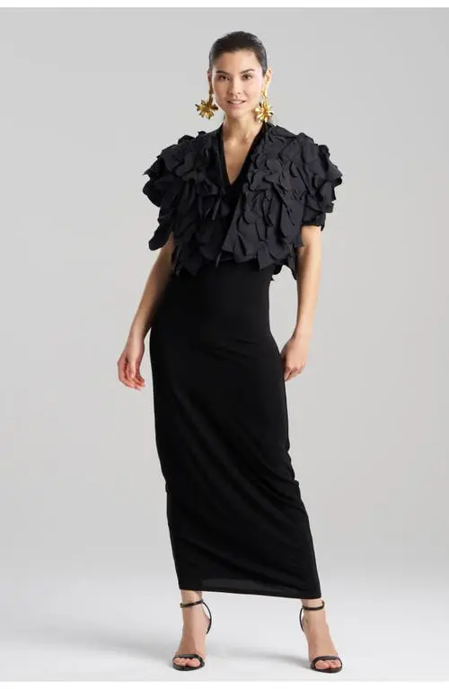 Natori Tech Cotton Taffeta Bolero With Floral Embroidery