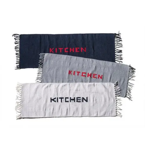 PUEBCO Handloomed Recycle Yarn Kitchen Mat - Blue