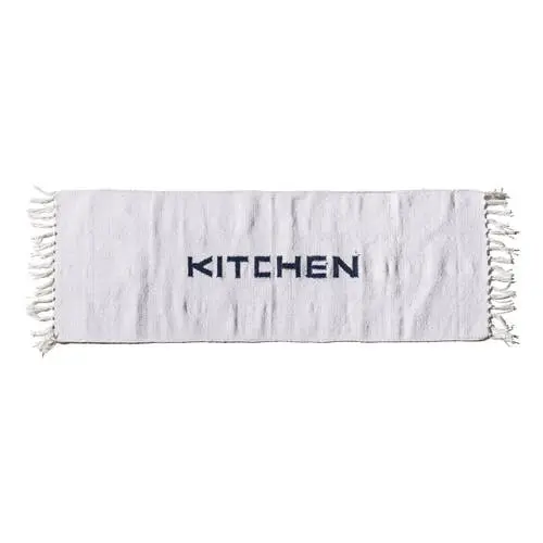 PUEBCO Handloomed Recycle Yarn Kitchen Mat - White
