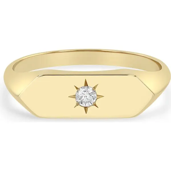 Zoe Chicco 14k Gold Diamond Signet Ring - 14k Yellow Gold