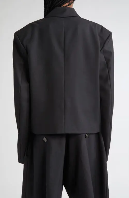 Vaquera Slouchy Crop Double-Breasted Wool Blazer In Black - 55
