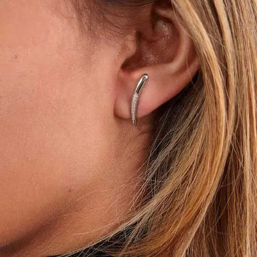 LUCY QUARTERMAINE Skinny Drip Long Stud Earrings - Sterling Silver