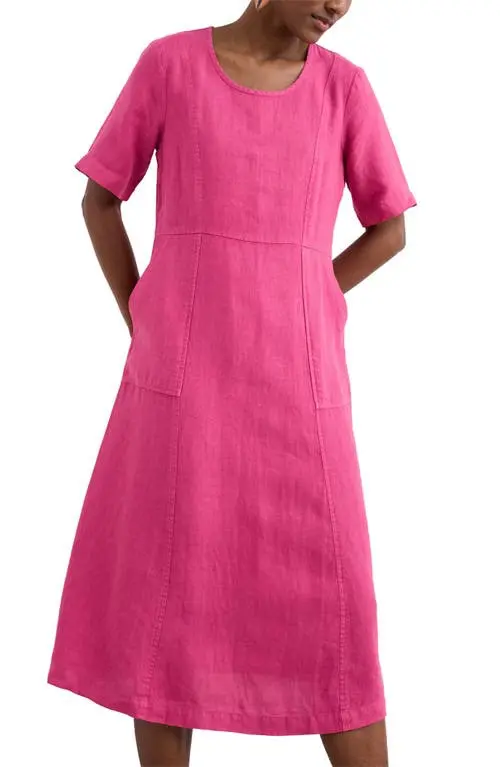 SEASALT CORNWALL Grass Wave Linen Midi Dress - Tulip