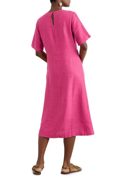 SEASALT CORNWALL Grass Wave Linen Midi Dress - Tulip