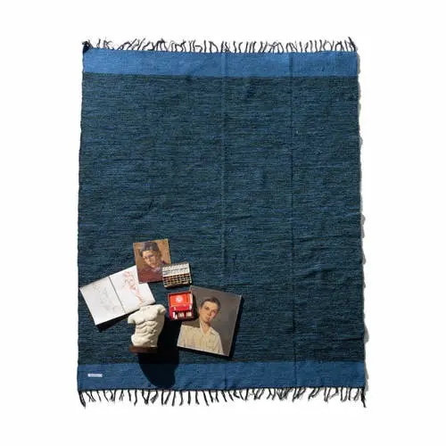 PUEBCO Handloomed Recycle Yarn Small Rug - Blue