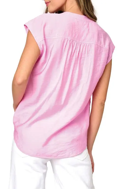 GIBSONLOOK Split Neck High-low Top - Solid Lilac