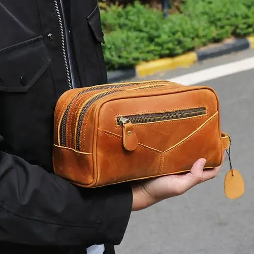 STEEL HORSE LEATHER Nomad Toiletry Bag - Brown