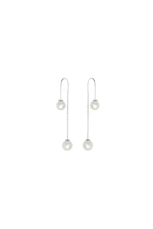 LUCY QUARTERMAINE Double Pearl Drop Earrings - Sterling Silver